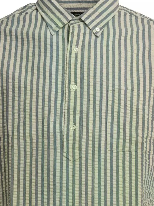BEAMS Striped Seersucker Polo Shirt