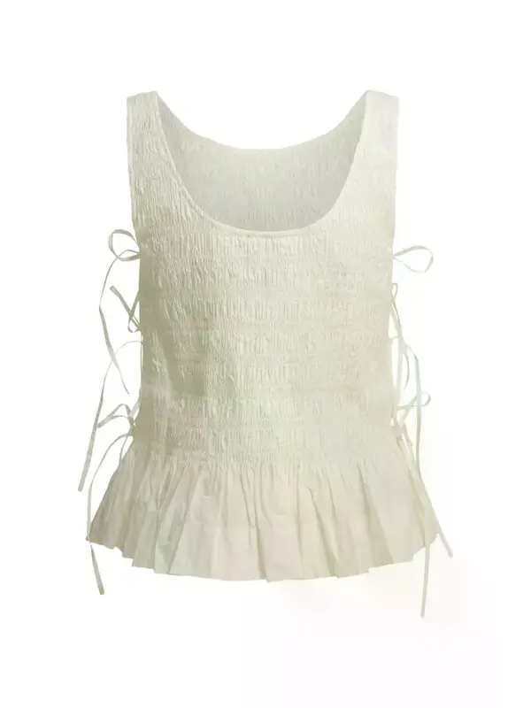 GANNI Shirred Side-tie Top