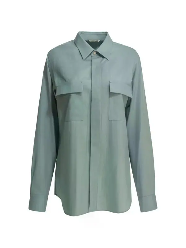 Auralee Wool Flap-pocket Coat - Blue