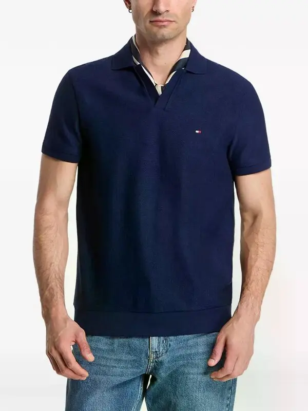 Tommy Hilfiger Textured-finish Polo Shirt - Blue