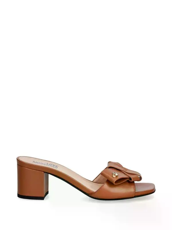 Moschino Bow Detail Heart Plaque Sandals - Brown