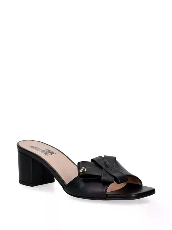 Moschino Bow Detail Heart Plaque Sandals - Black