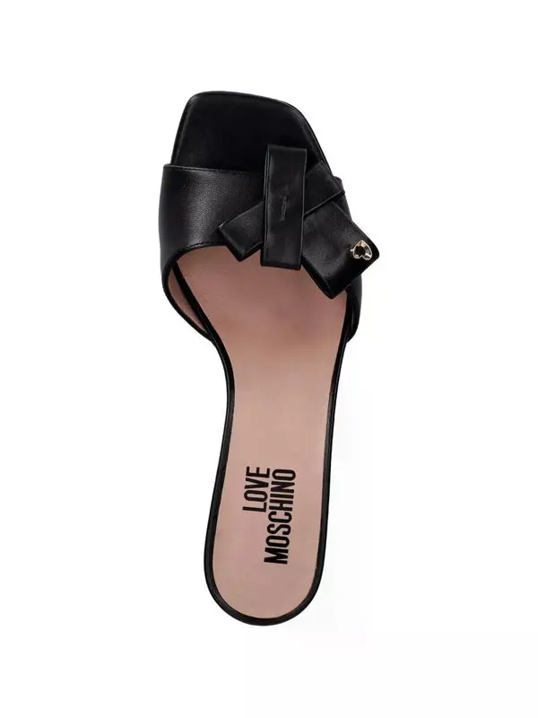 Moschino Bow Detail Heart Plaque Sandals - Black