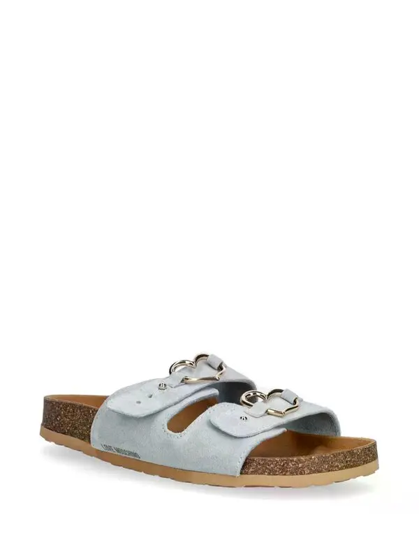 Moschino Suede Sandals With Heart Buckles