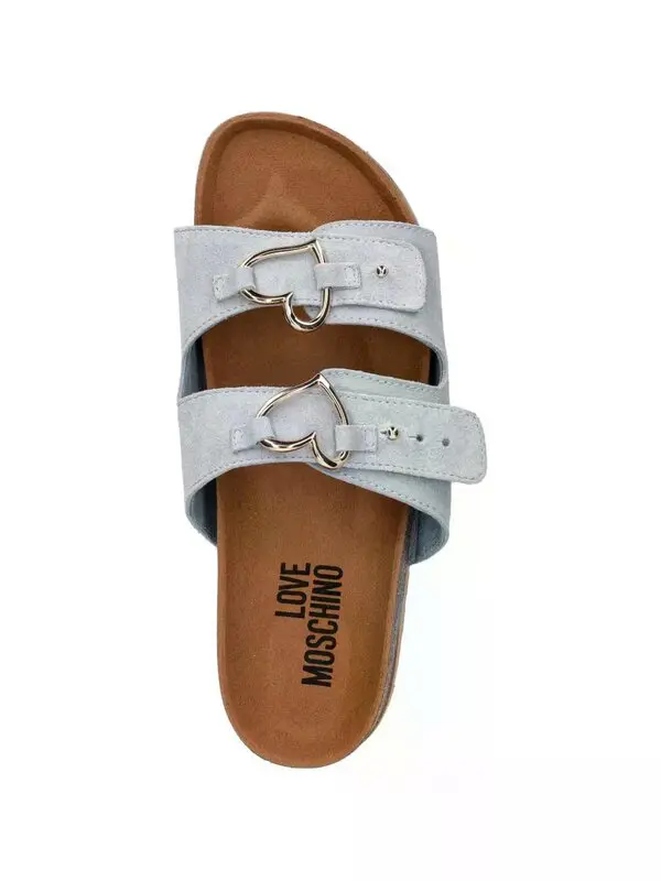 Moschino Suede Sandals With Heart Buckles