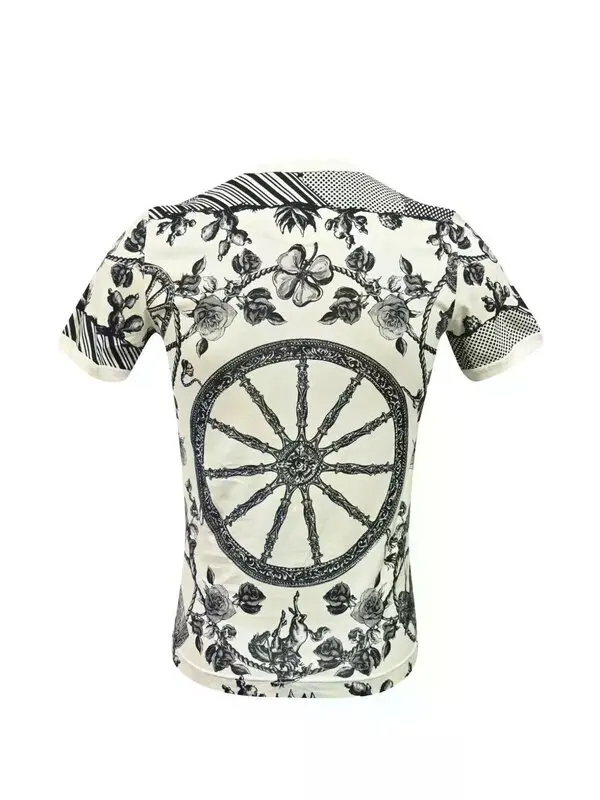 Dolce & Gabbana Rose-print Pique T-shirt - Neutrals