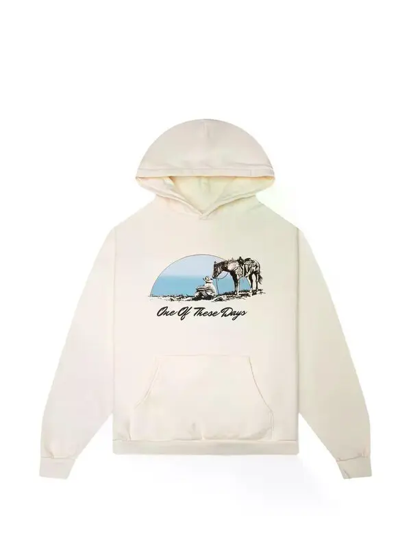 ONE OF THESE DAYS Graphic-print Hoodie - Neutrals