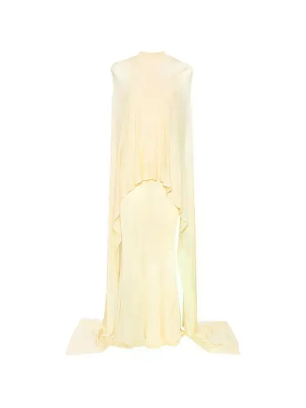 SELF-PORTRAIT Knit Cape Detail Maxi Dress - Yellow