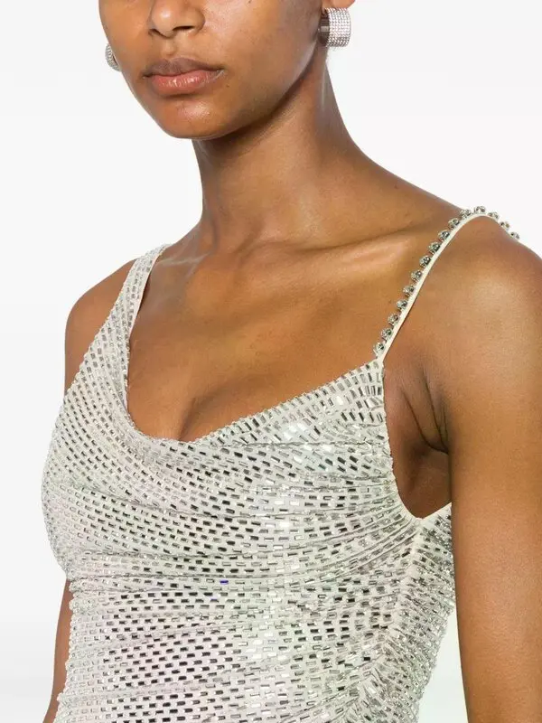 SELF-PORTRAIT Rhinestone Embellished Ruched Mini Dress