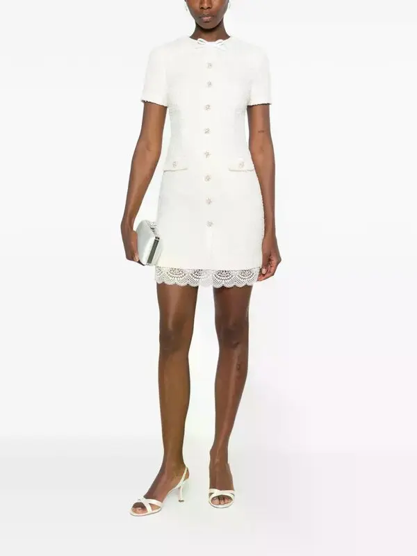 SELF-PORTRAIT Bouclé Dress With Lace Trim