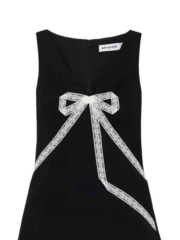SELF-PORTRAIT Crepe Bow Lace Mini Dress - Black