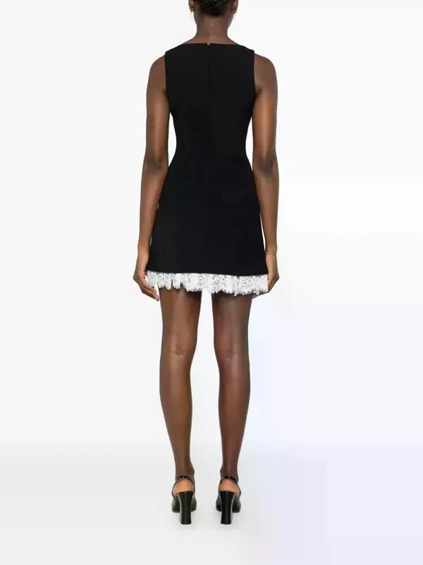 SELF-PORTRAIT Crepe Bow Lace Mini Dress - Black