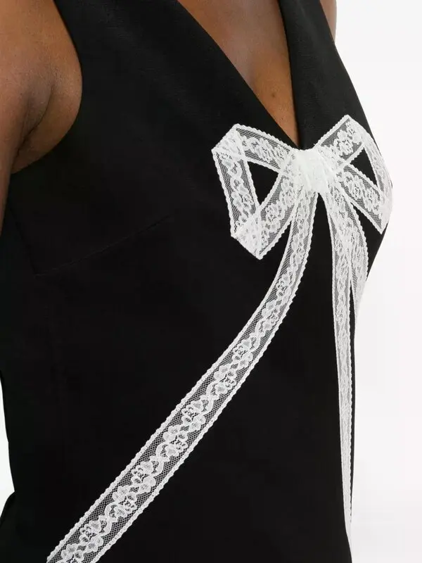 SELF-PORTRAIT Crepe Bow Lace Mini Dress - Black