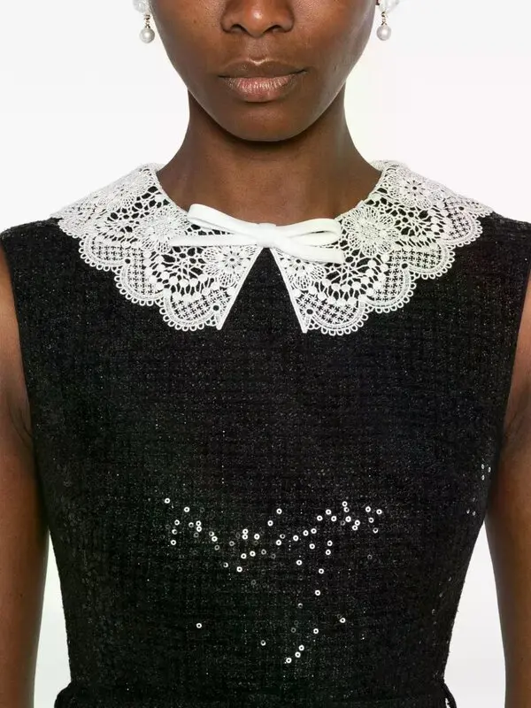 SELF-PORTRAIT Sequin-embellished Lace-collar Dress