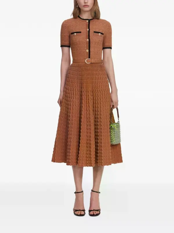 SELF-PORTRAIT Pointelle Knit Midi Dress