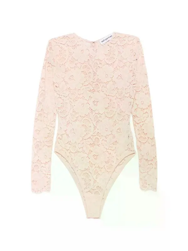 SELF-PORTRAIT Floral Lace Long-sleeve Top - Neutrals