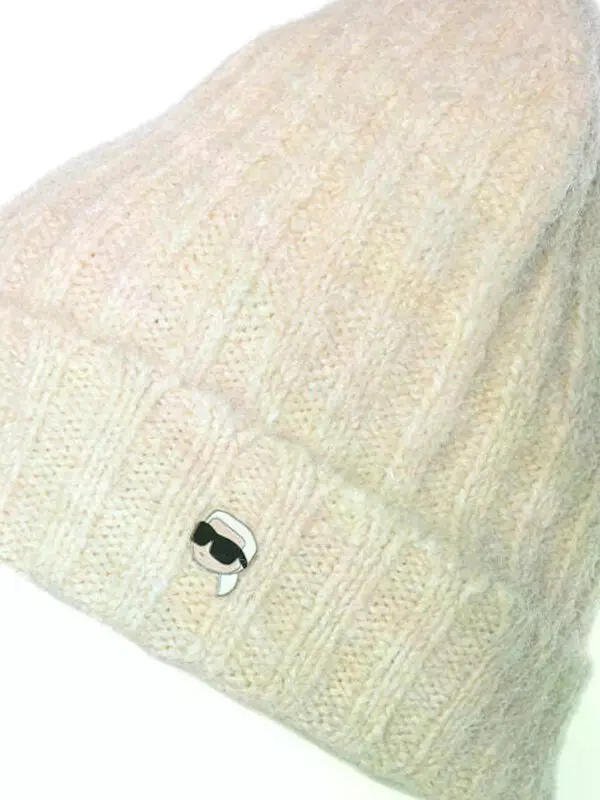 Karl Lagerfeld Ikon Ribbed-knit Beanie Hat - Neutrals