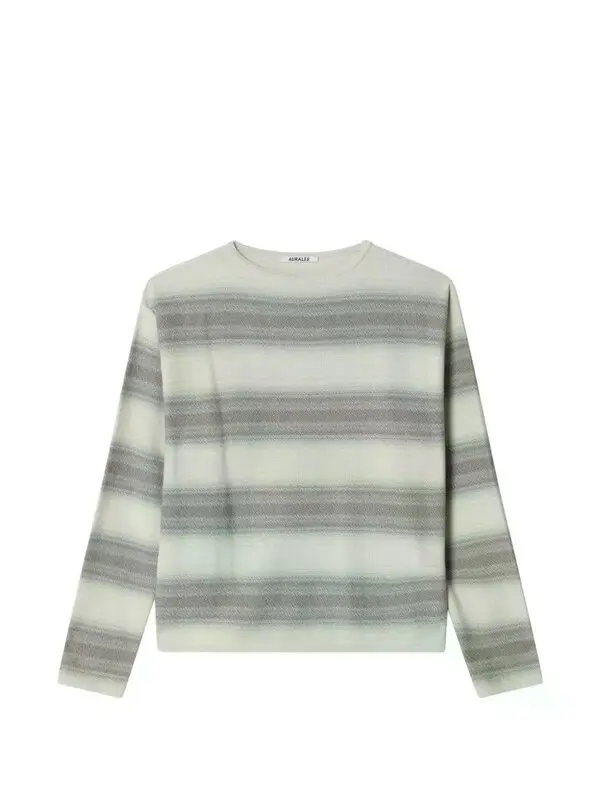 Auralee Gradient Stripe Boat Neck Sweater
