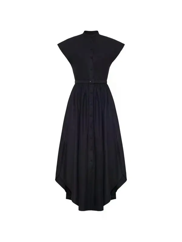 Adam Lippes Genevieve Belted Flared Dress - Black