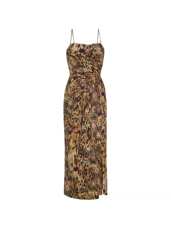 Adam Lippes Draped Pattern Midi Dress - Brown