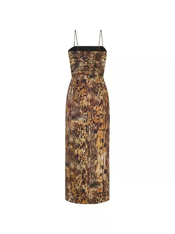 Adam Lippes Draped Pattern Midi Dress - Brown