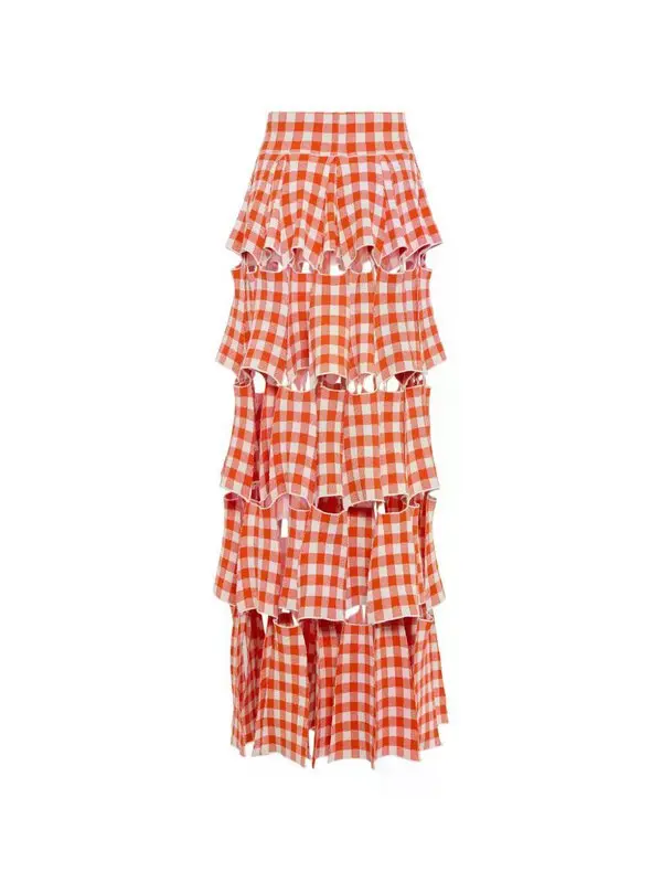 A.W.A.K.E. Mode Gingham Knit Maxi Skirt