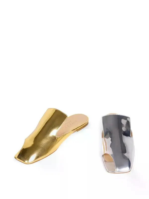 A.W.A.K.E. Mode Metallic Open-toe Mules