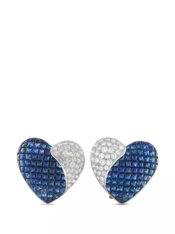 LB EXCLUSIVE Sapphire And Diamond Heart Earrings