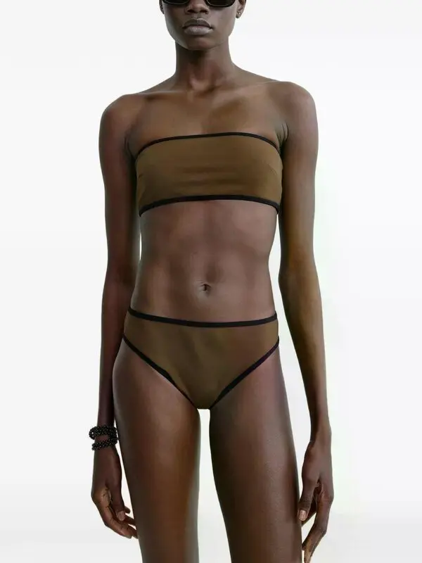 TOTEME Contrast-trim Bikini Bottoms - Brown