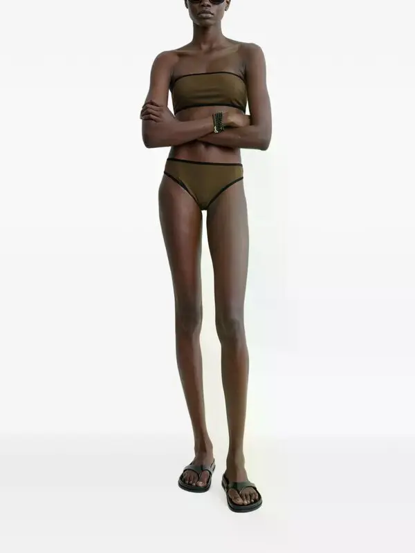 TOTEME Contrast-trim Bikini Bottoms - Brown