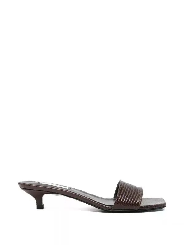 TOTEME Lizard-embossed Kitten Heel Sandals - Brown