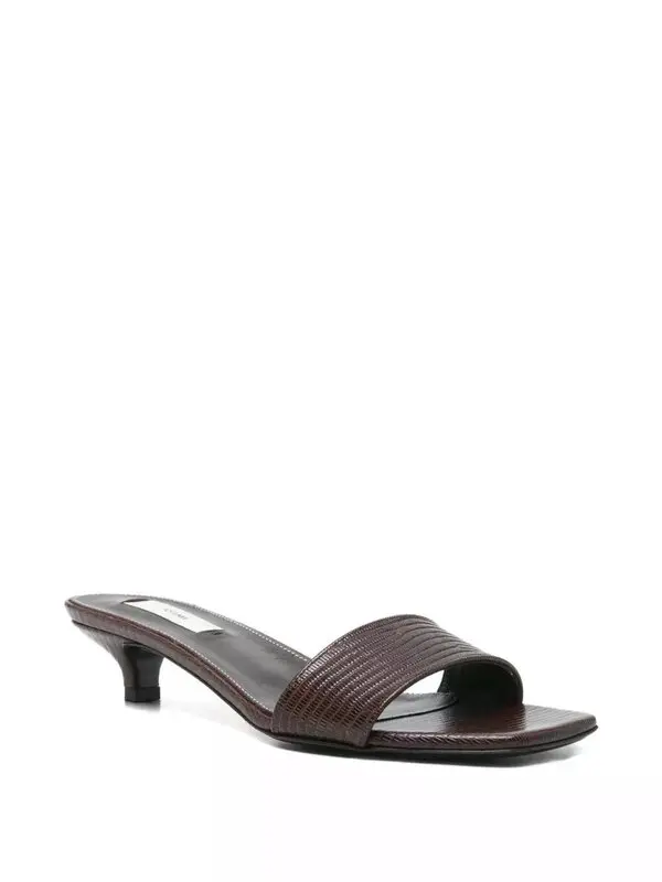 TOTEME Lizard-embossed Kitten Heel Sandals