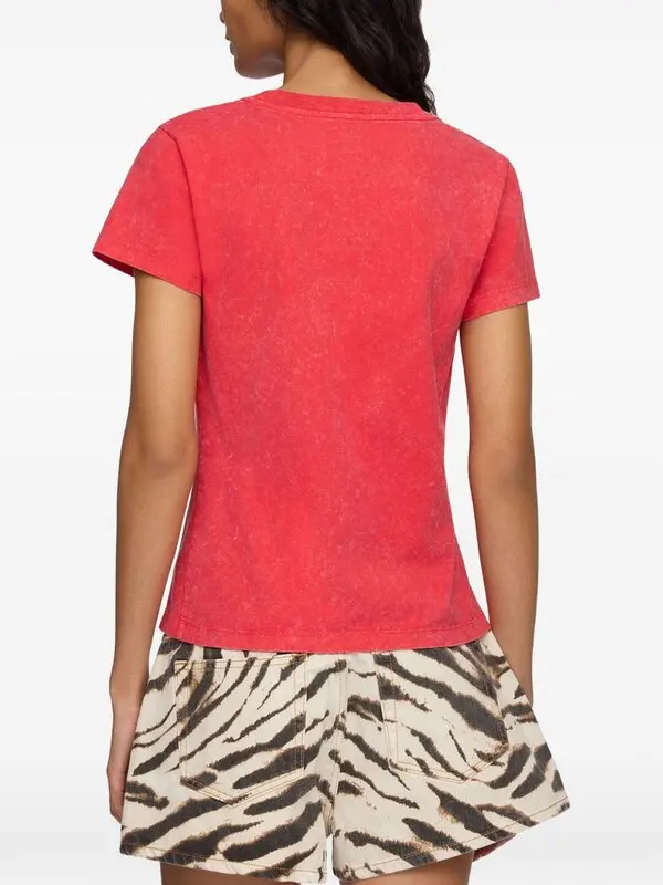 GANNI Printed Cotton T-shirt - Red