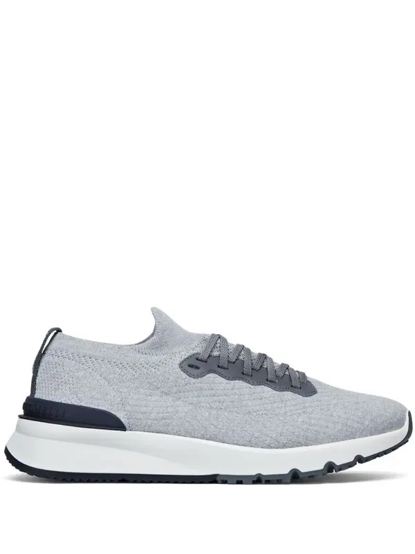 Brunello Cucinelli Cotton Knit Low-top Sneakers - Silver