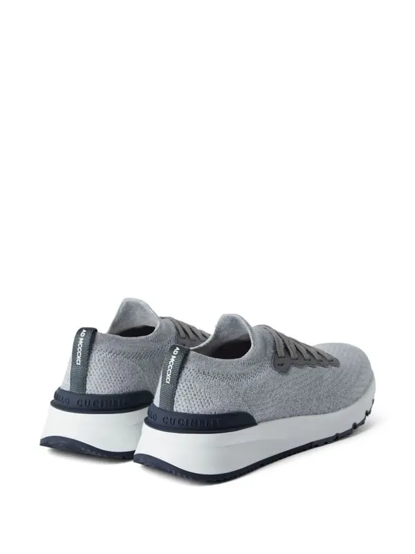 Brunello Cucinelli Cotton Knit Low-top Sneakers - Silver