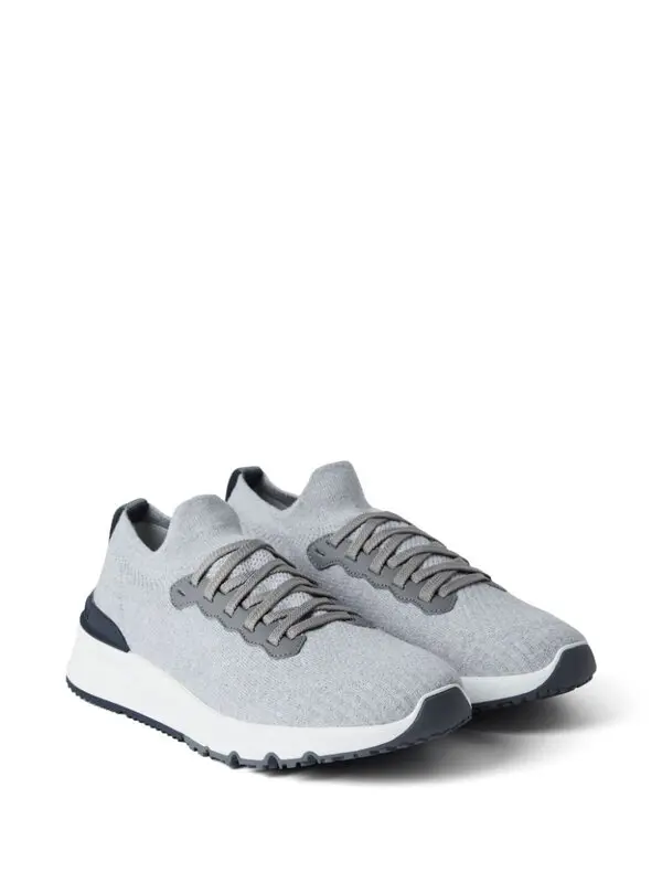 Brunello Cucinelli Cotton Knit Low-top Sneakers - Silver