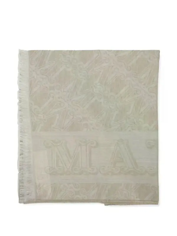 Max Mara Monogram-jacquard Fringed Scarf - Neutrals