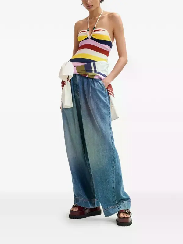 Essentiel Antwerp Multicolor Striped Beaded Halterneck Top