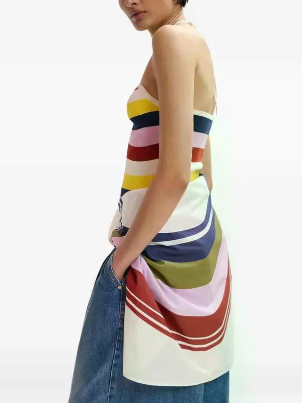 Essentiel Antwerp Multicolor Striped Beaded Halterneck Top