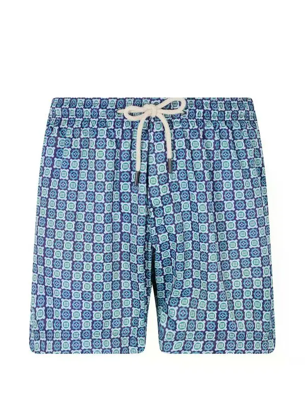 PENINSULA SWIMWEAR Gaiola Island Geometric Print Swim Shorts - Blue