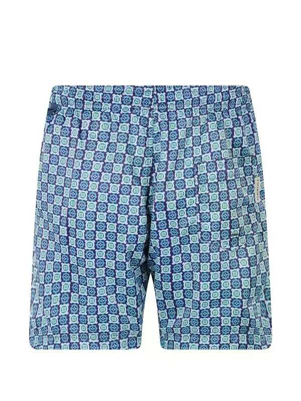 PENINSULA SWIMWEAR Gaiola Island Geometric Print Swim Shorts - Blue