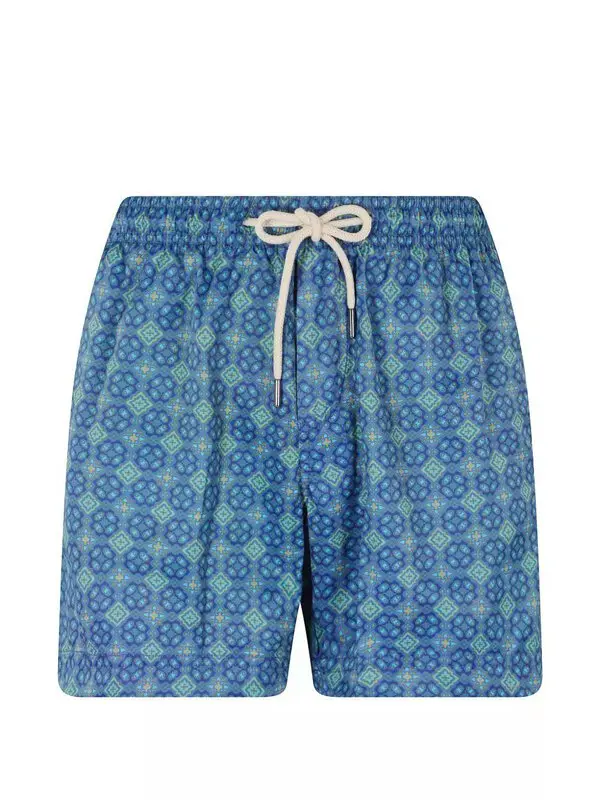 PENINSULA SWIMWEAR Capresa Geometric-print Swim Shorts - Blue