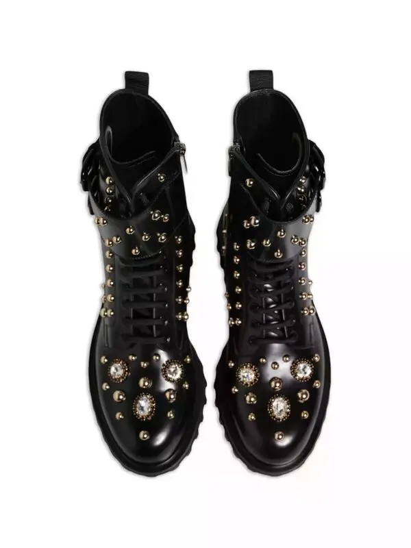 Dolce & Gabbana Embellished Biker Boots