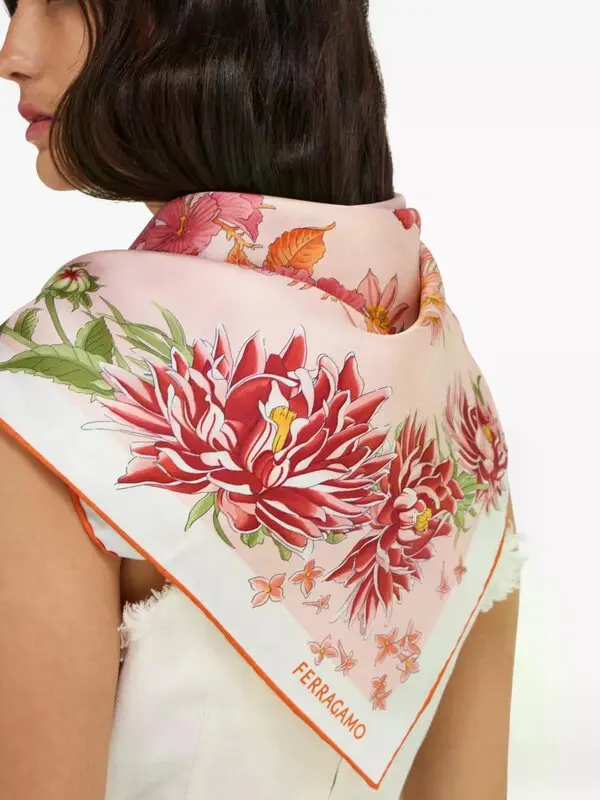 FERRAGAMO Spring Print Silk Scarf