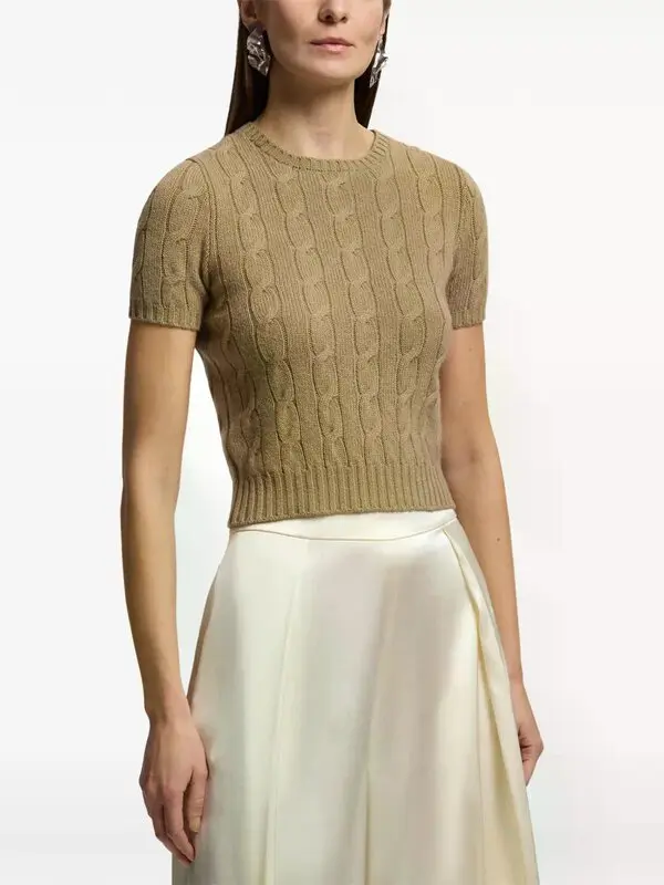 Ralph Lauren Cable Knit Short Sleeve Sweater - Brown
