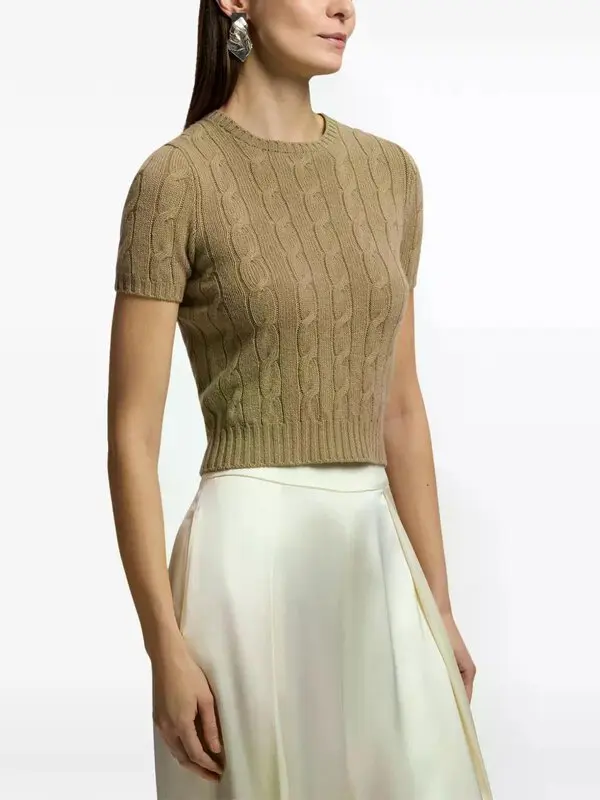 Ralph Lauren Cable Knit Short Sleeve Sweater - Brown