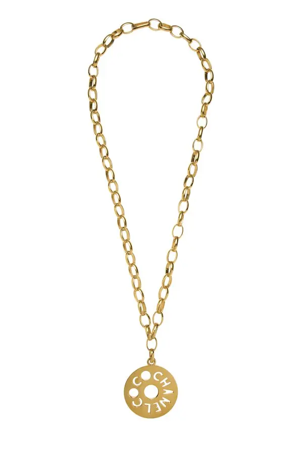 Chanel Tone Cutout Logo Necklace - Gold