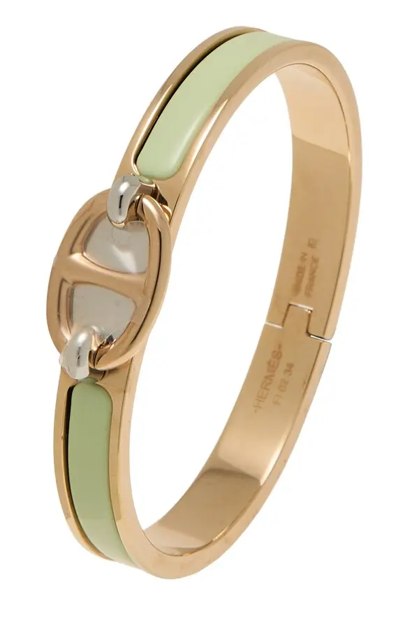 Hermès Rose Gold Chaine D'ancre Bracelet Pm - Green