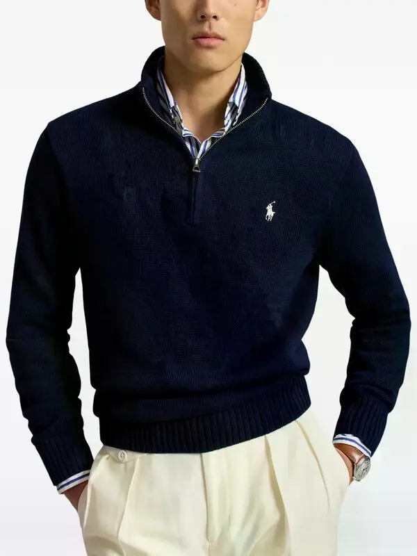 Polo Ralph Lauren Quarter-zip Pony Motif Sweater - Blue