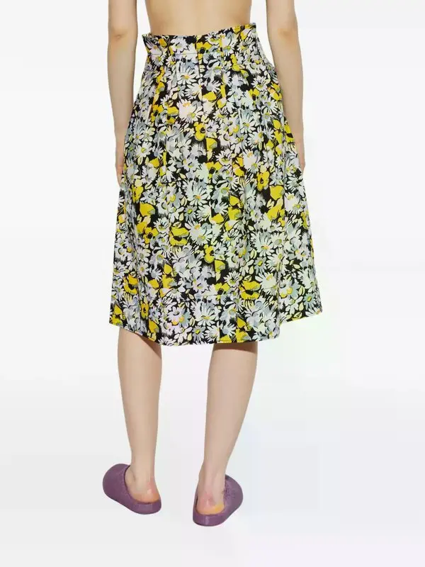 Marni Floral Print Pleated Midi Skirt
